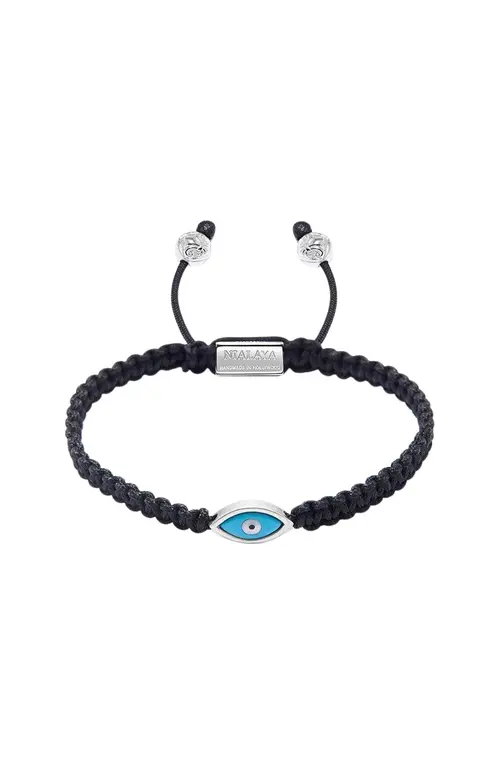 NIALAYA JEWELRY String Bracelet With Evil Eye - Black/silver