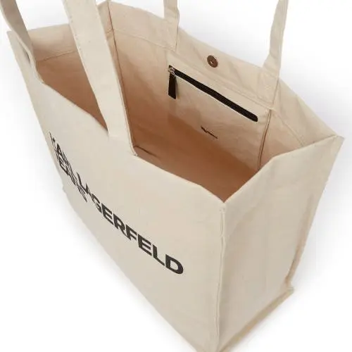 Karl Lagerfeld East-west Logo Shopper Tote - Natural