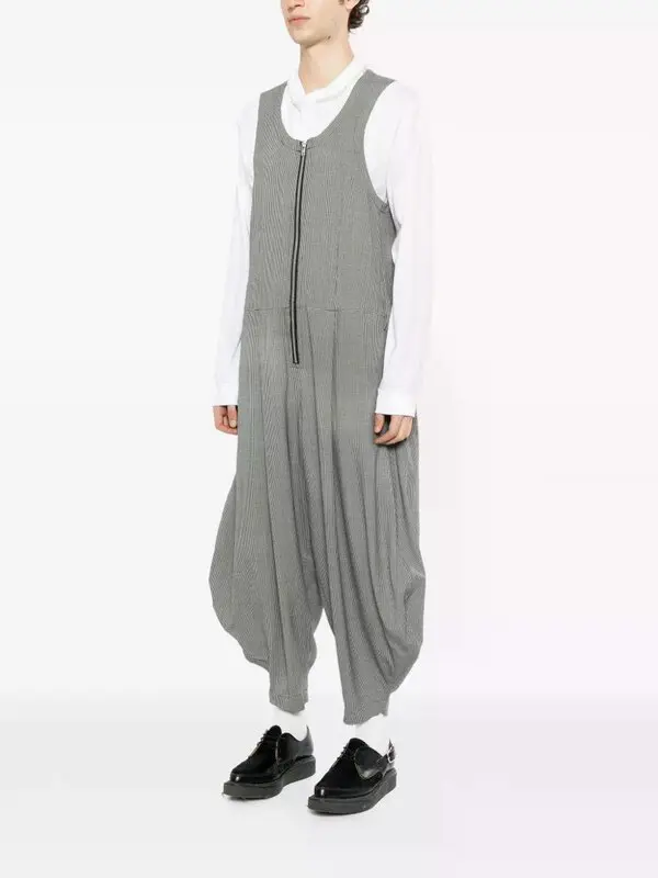 Comme Des Garçons Houndstooth-pattern Zip-up Jumpsuit - Grey