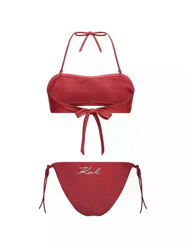 Karl Lagerfeld Signature Bandeau Bikini Set - Red