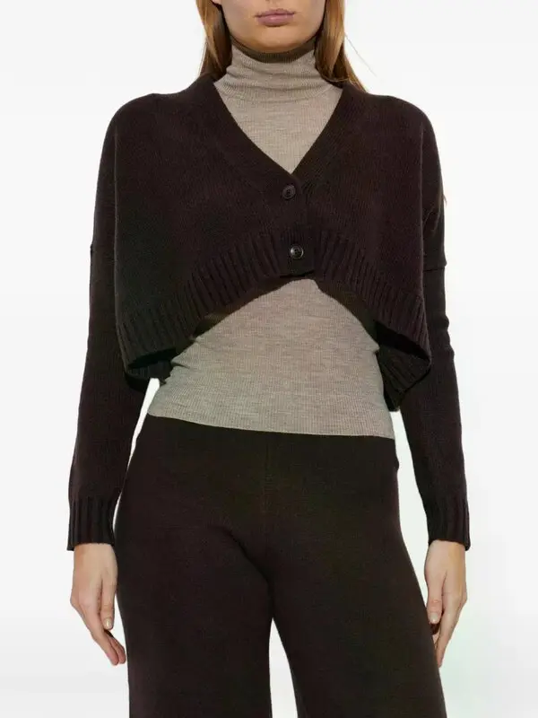 Max Mara Wool And Cashmere Boxy Cardigan Dark