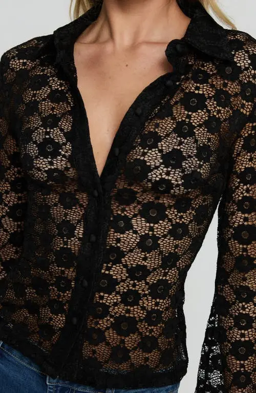 Princess Polly Enisa Long Sleeve Button-up Lace Top
