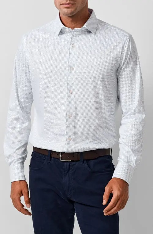 David Donahue Neat Knit Sport Shirt - White/blue