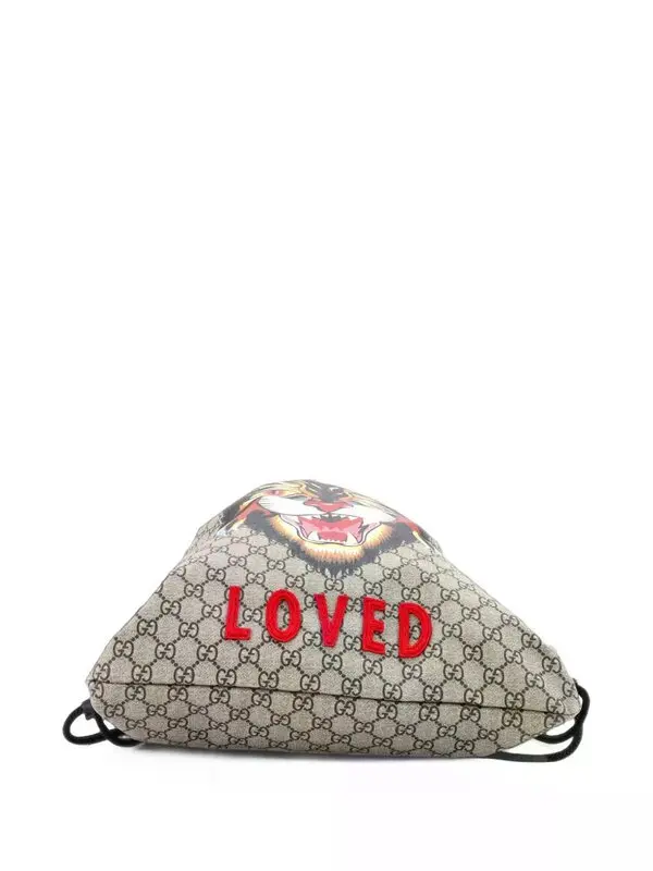 Gucci Drawstring Printed Gg Coated Canvas Large Backpack