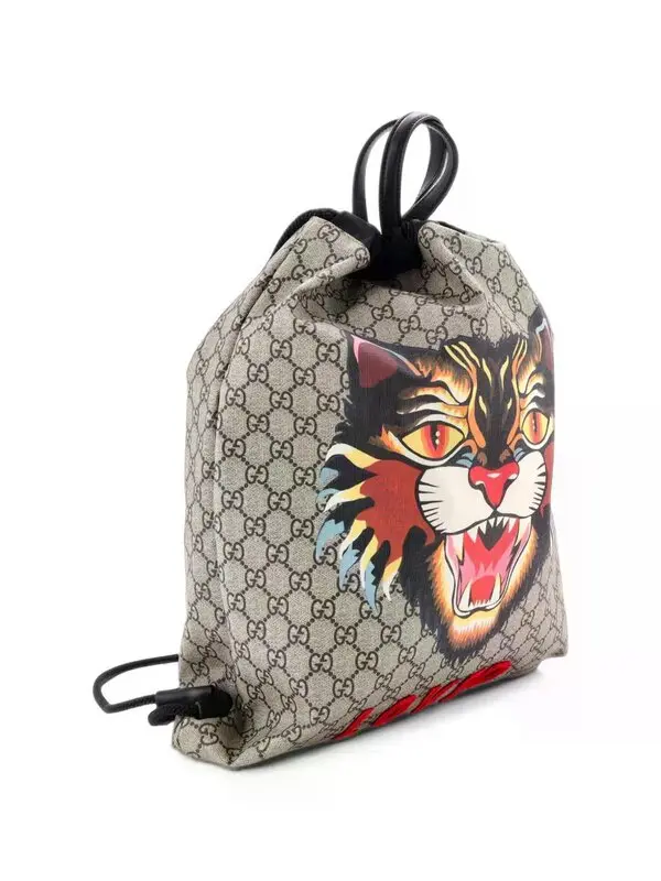 Gucci Drawstring Printed Gg Coated Canvas Large Backpack