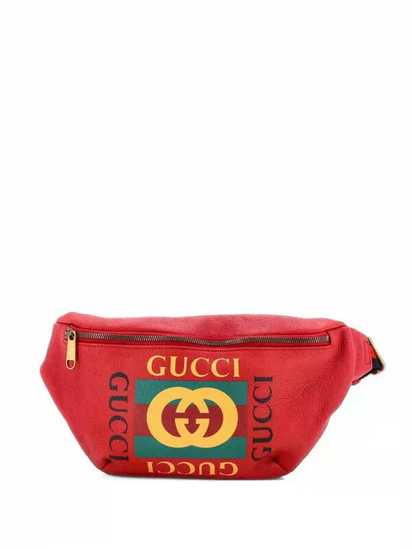 Gucci Logo Printed Leather Medium Belt Bag - Red