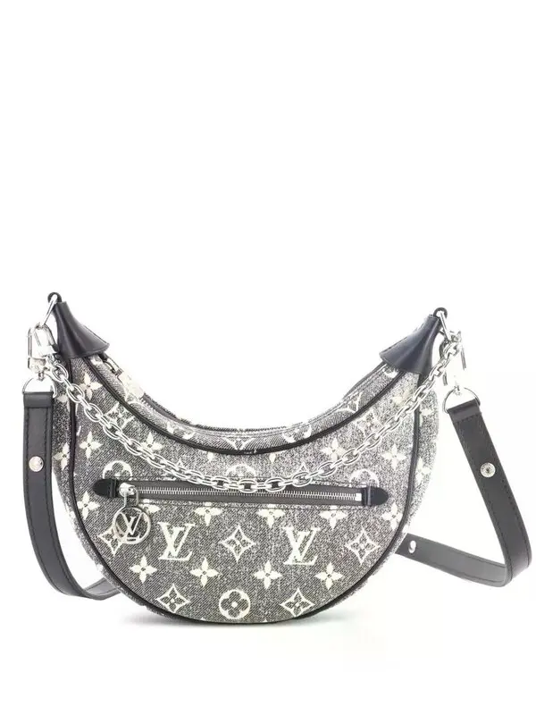 LOUIS VUITTON Loop Monogram-jacquard Denim Shoulder Bag - Black