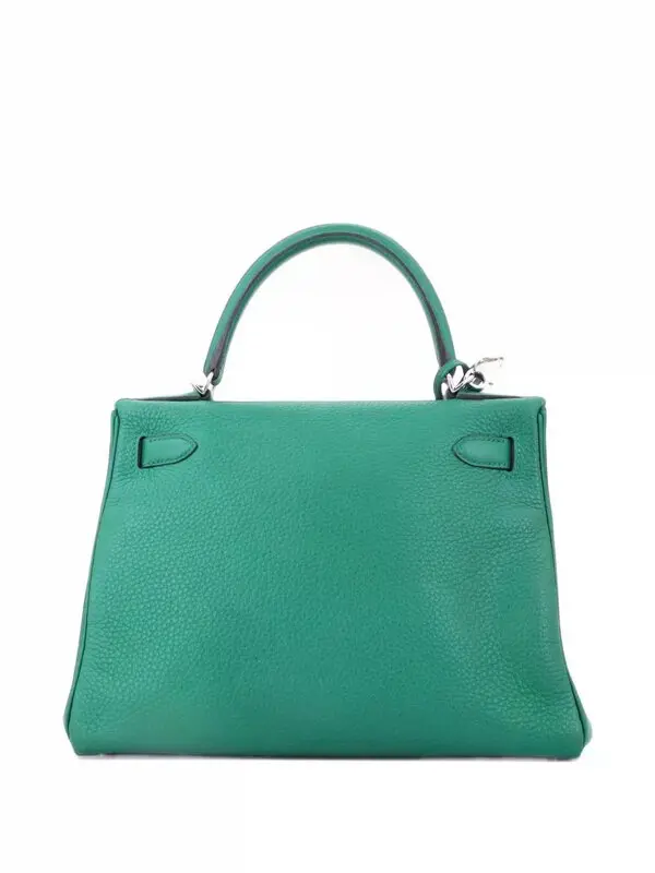 Hermès Kelly Handbag Vert Vertigo Clemence With Palladium Hardware 28 Satchel - Green