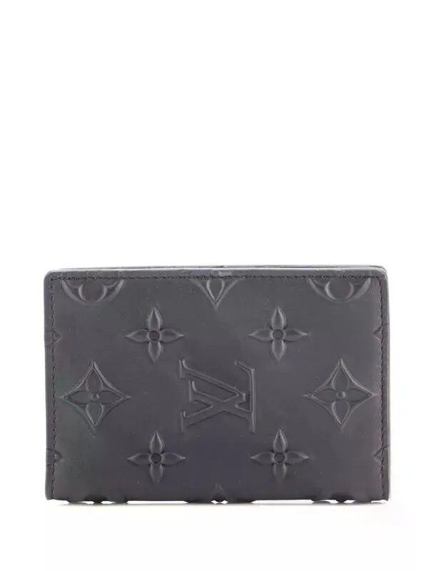 LOUIS VUITTON Slender Pocket Organizer Monogram Seal Leather Card Holder - Black