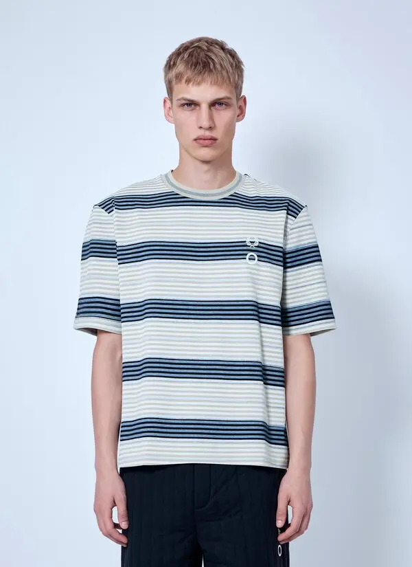 FRED PERRY X CRAIG GREEN Striped Overprint T-shirt - Beige