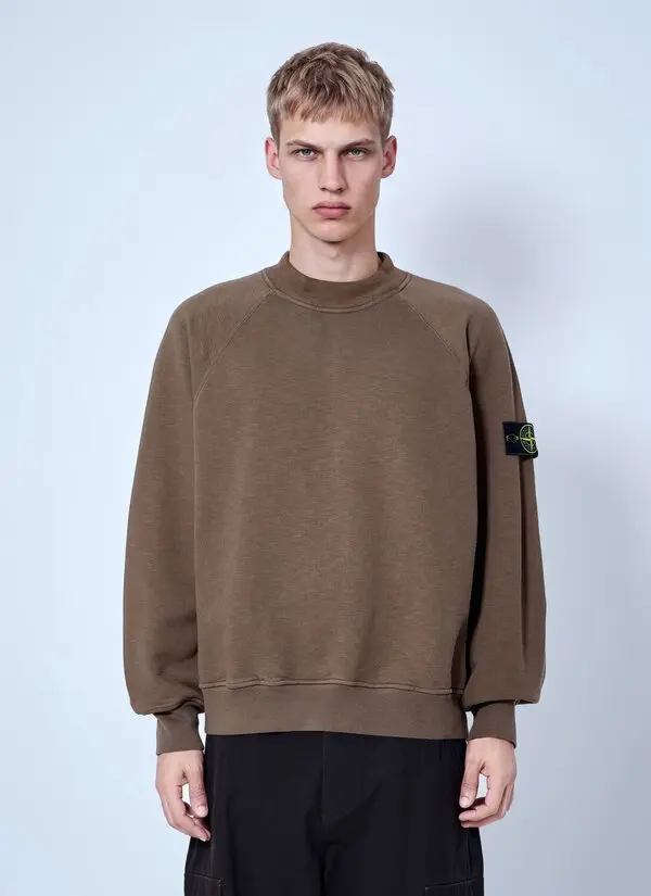 Stone Island Sweatshirt With Logo Patch - Brown