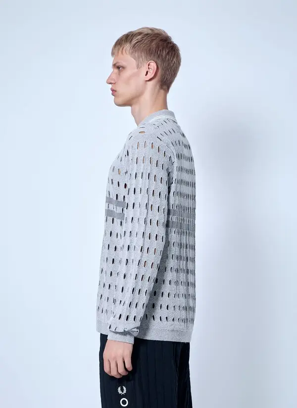 FRED PERRY X CRAIG GREEN Long Sleeve Open Knit Polo Shirt