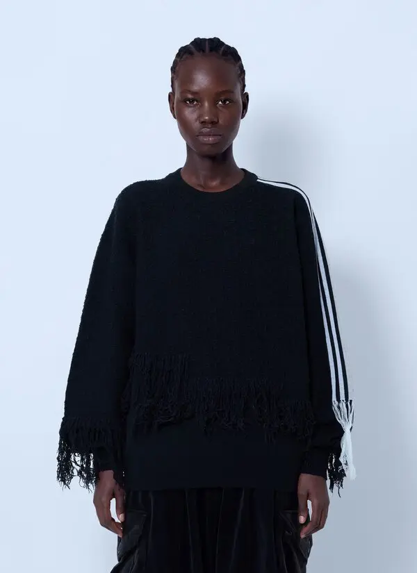 Y3 Knitted 3 Stripes Fringy Sweater