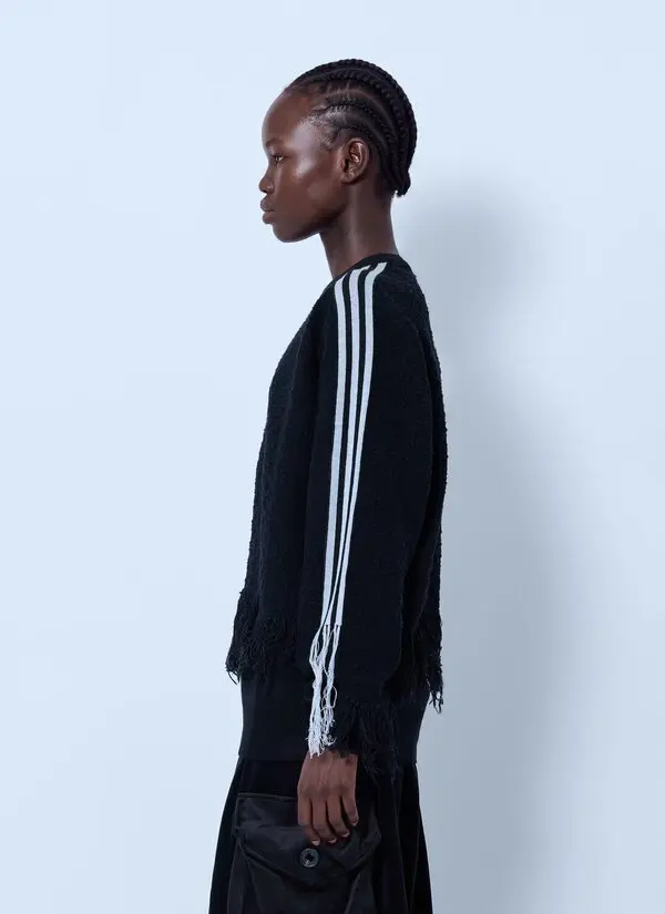 Y3 Knitted 3 Stripes Fringy Sweater