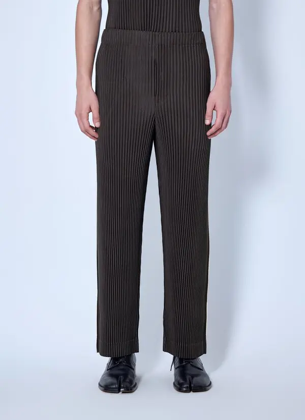 Issey Miyake Embroidery Stripes Pants - Brown