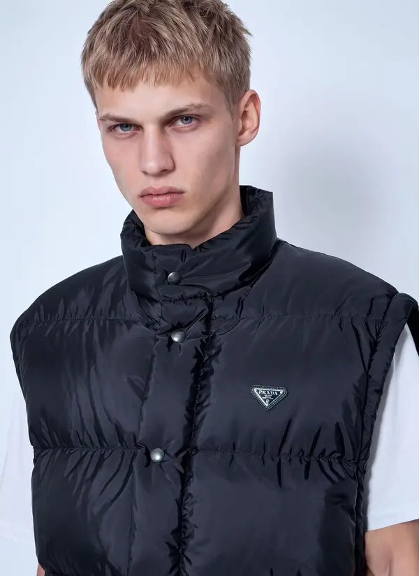 Prada Re-nylon Down Jacket With Removable Sleeves
