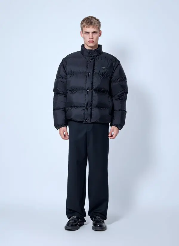 Prada Re-nylon Down Jacket With Removable Sleeves - Black