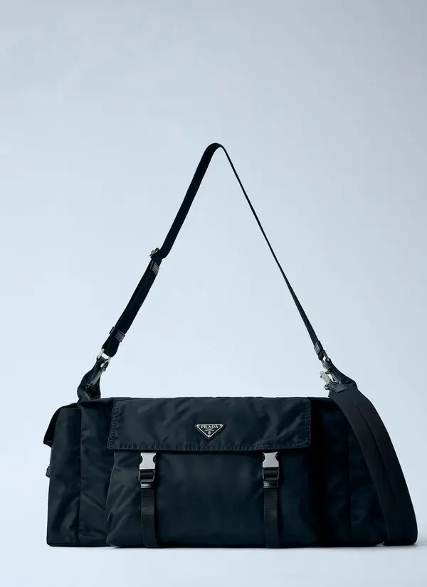 Prada Explore Re-nylon And Leather Duffel Bag - Black