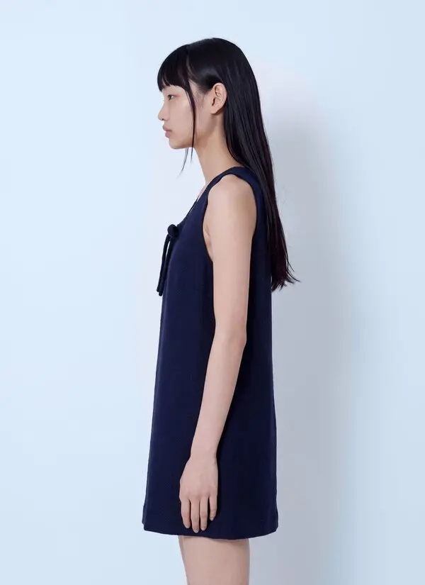 Miu Miu Sleeveless Mini Dress With Bow Detail
