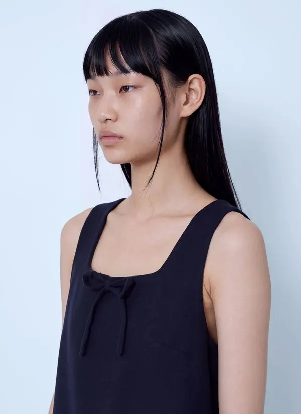 Miu Miu Sleeveless Mini Dress With Bow Detail