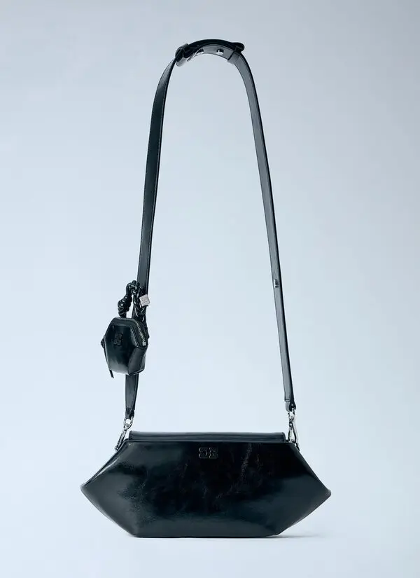 GANNI Bou East West Box Shoulder Bag - Black