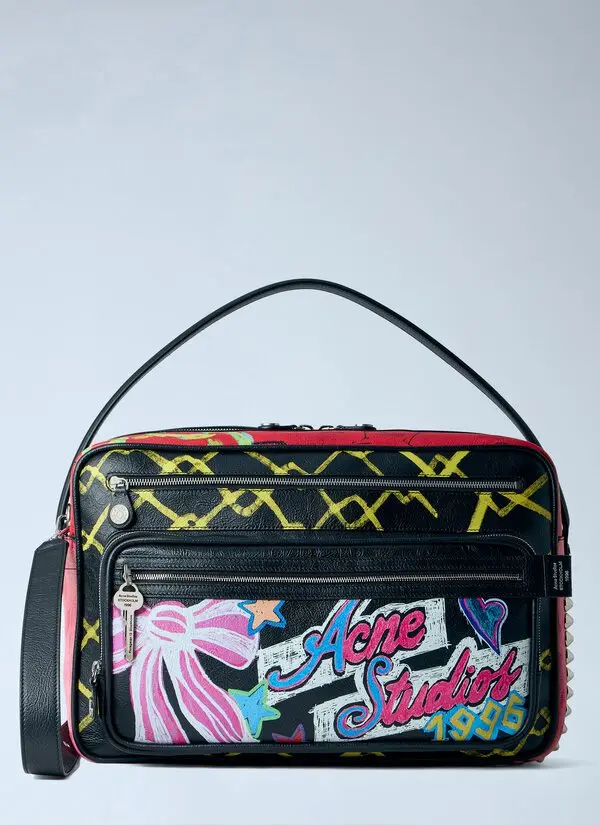 Acne Studios Camero Camera Punk Printed Shoulder Bag - Black