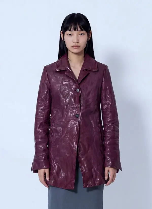 Miu Miu Textured Leather Coat