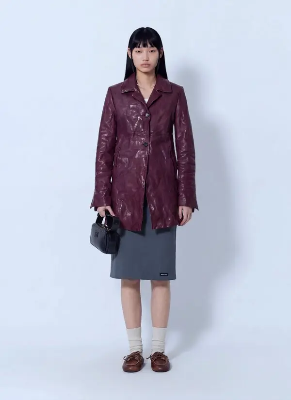 Miu Miu Textured Leather Coat