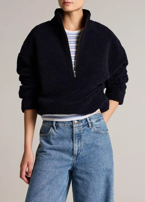 Vince Sherpa Half-zip Pullover - Midnight