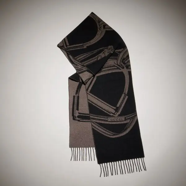 Gucci Horsebit Wool Cashmere Scarf