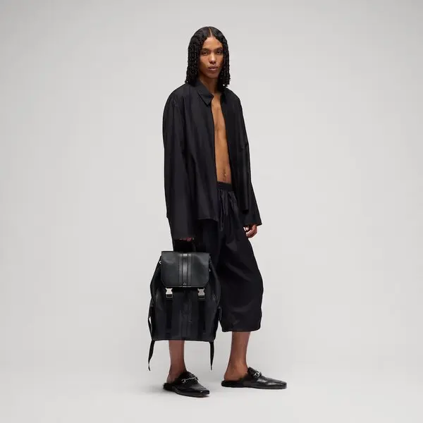 Gucci Web Trademark Medium Backpack Leather