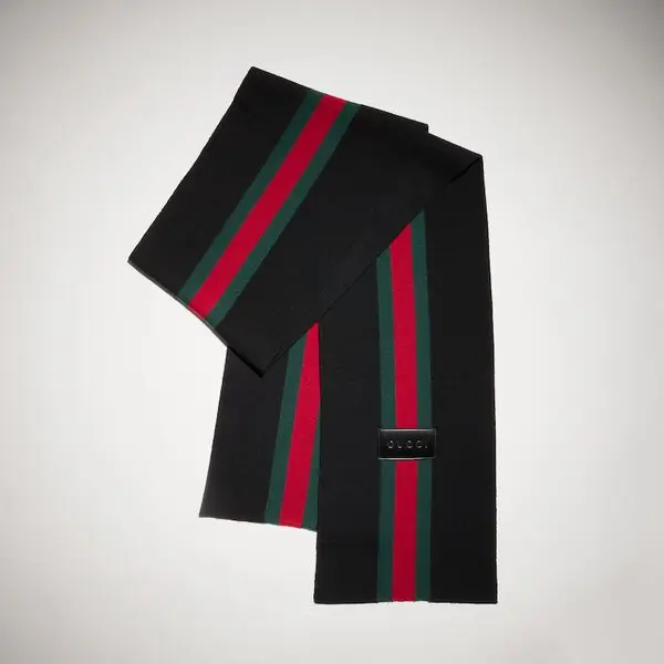 Gucci Striped Wool Cashmere Jacquard Scarf