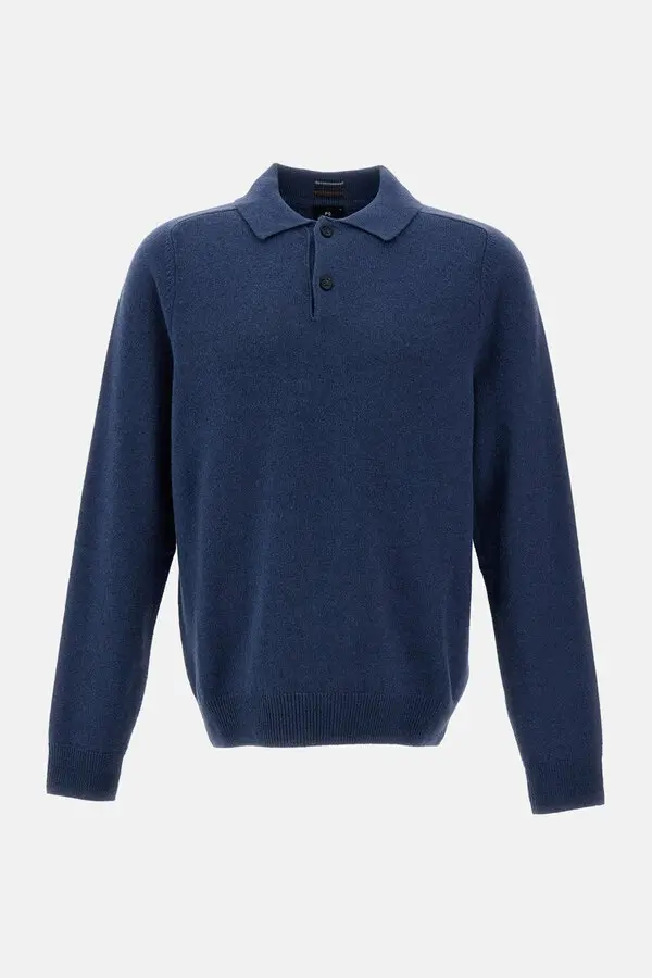 Paul Smith Polo In Lana A Maniche Lunghe - Blu