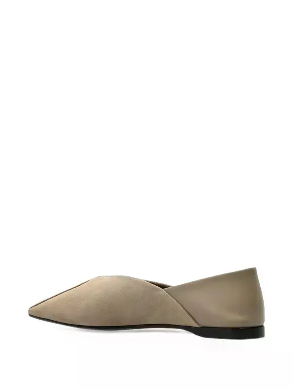Max Mara Split Leather And Nappa Leather Ballet Flats Beige
