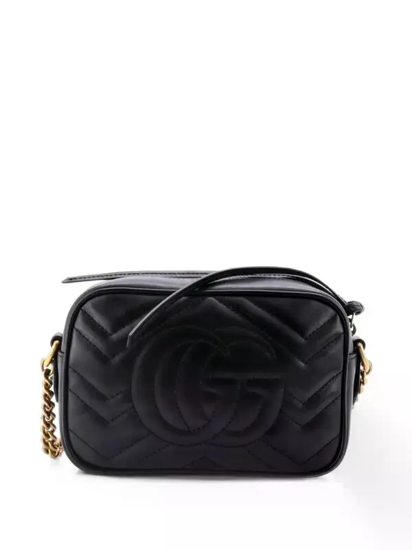 Gucci Gg Marmont Shoulder Bag Matelasse Leather Mini Crossbody Bag - Black