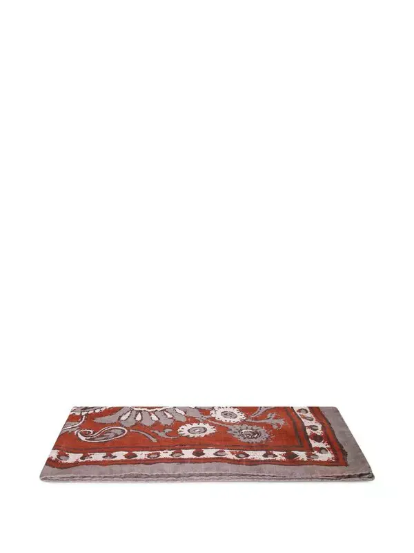 DELL'OGLIO Floral-print Paisley-print Scarf - Red