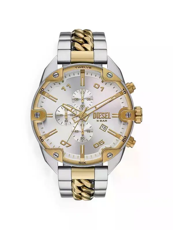 DIESEL® Logo-print 49mm Watch - Silver
