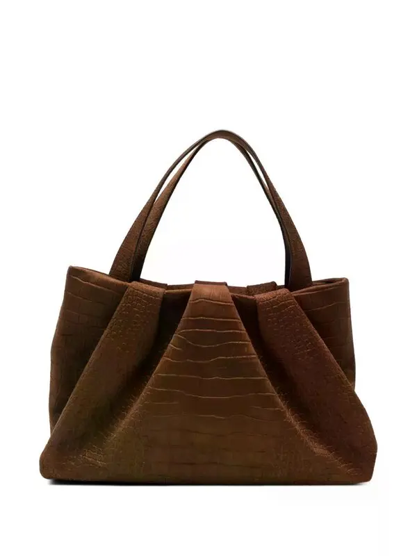 THEMOIRE Croc-effect Ruched Shoulder Bag - Brown