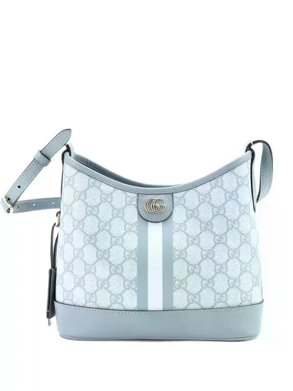Gucci Ophidia Open Bucket Bag Gg Coated Canvas With Leather Small Shoulder Bag - Blue