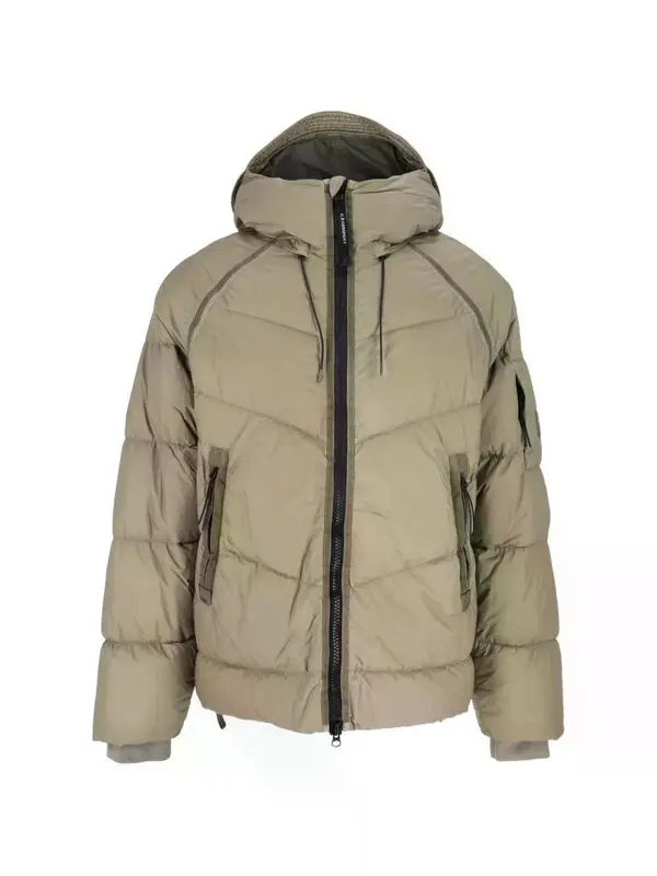 C.P. COMPANY Down Shield Lens Hooded Puffer Jacket - Neutrals