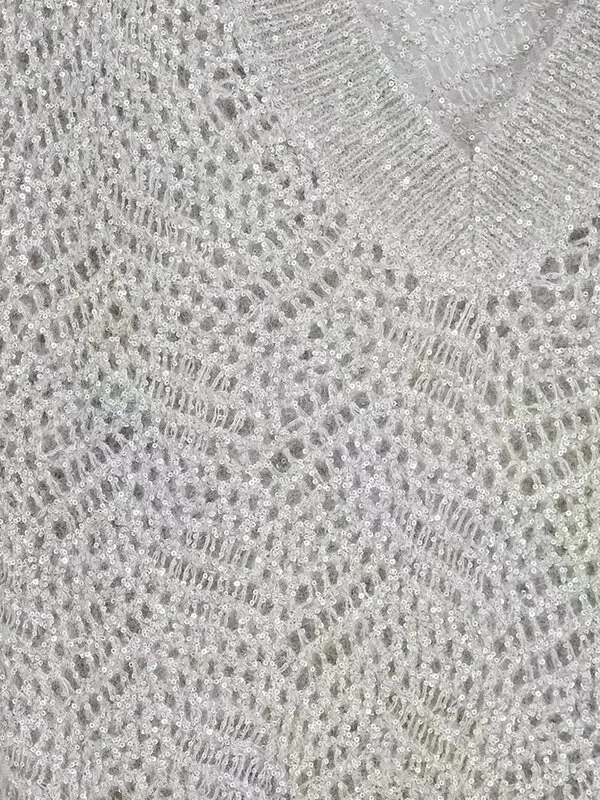 Brunello Cucinelli Dazzling Abstract Leaf Sweater In Mohair And Wool - Grey