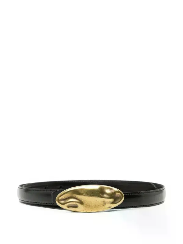 ALBERTO LUTI Sculptural-buckle Leather Belt - Black