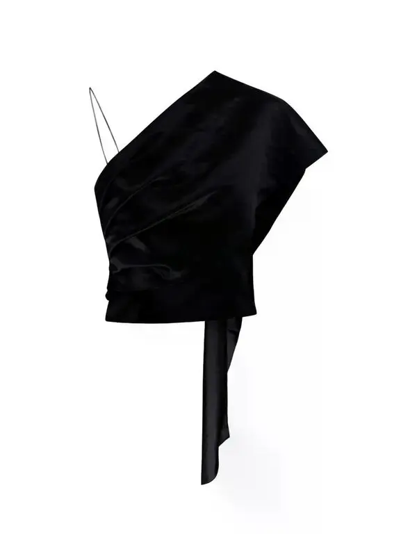 FORTE_FORTE Duchesse One-shoulder Draped Top - Black