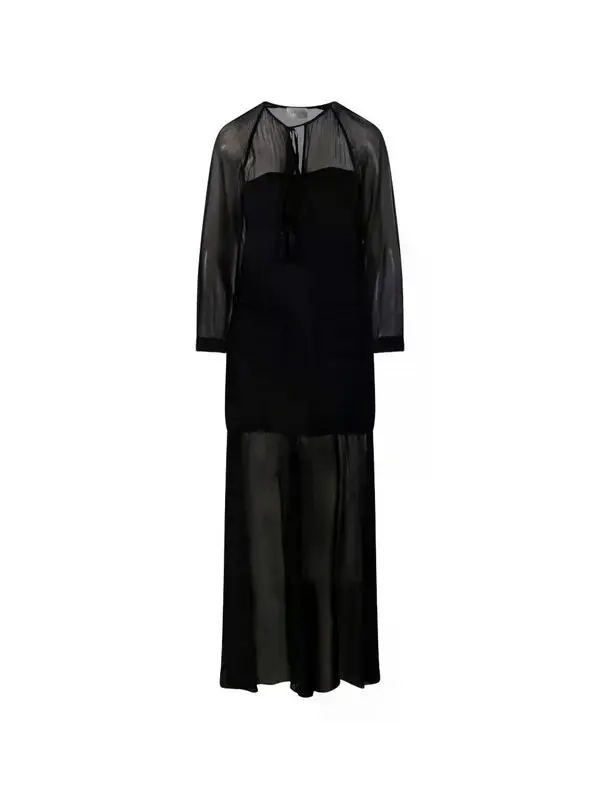 FORTE_FORTE Georgette Sheer-panelled Tasselled Maxi Dress