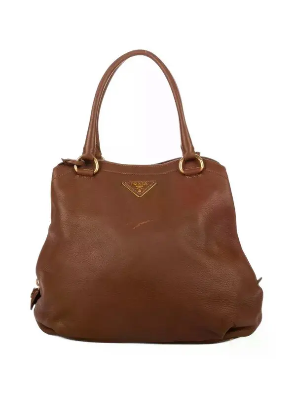 Prada Vitello Daino Calf Leather Tote Bag - Brown