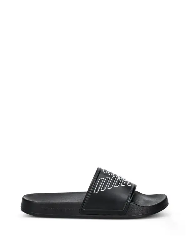Emporio Armani Logo-print Slides - Black