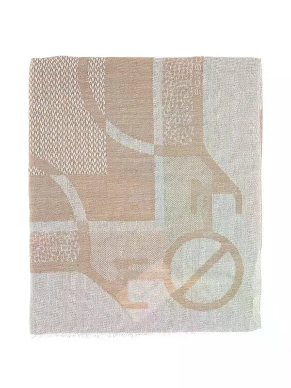 Borbonese Logo-print Fringed Scarf - Neutrals