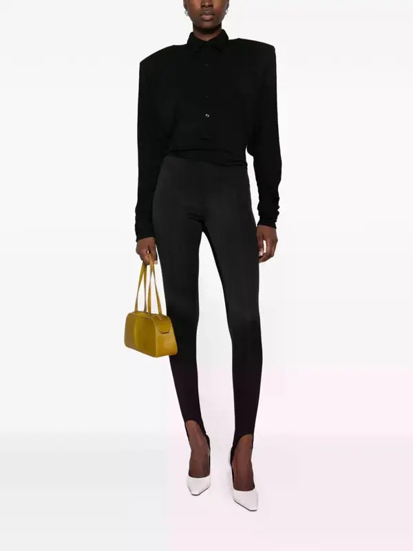 MUGLER Padded-shoulder Button-up Blouse - Black