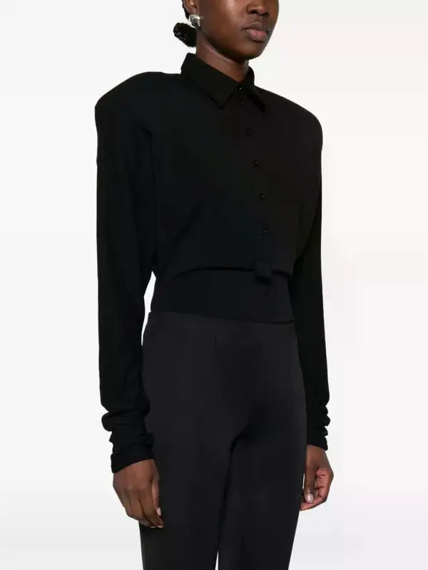 MUGLER Padded-shoulder Button-up Blouse