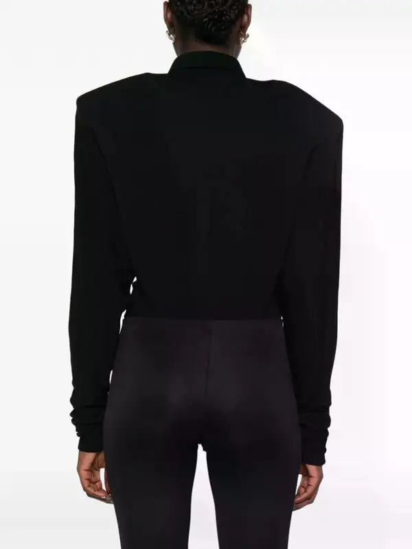 MUGLER Padded-shoulder Button-up Blouse